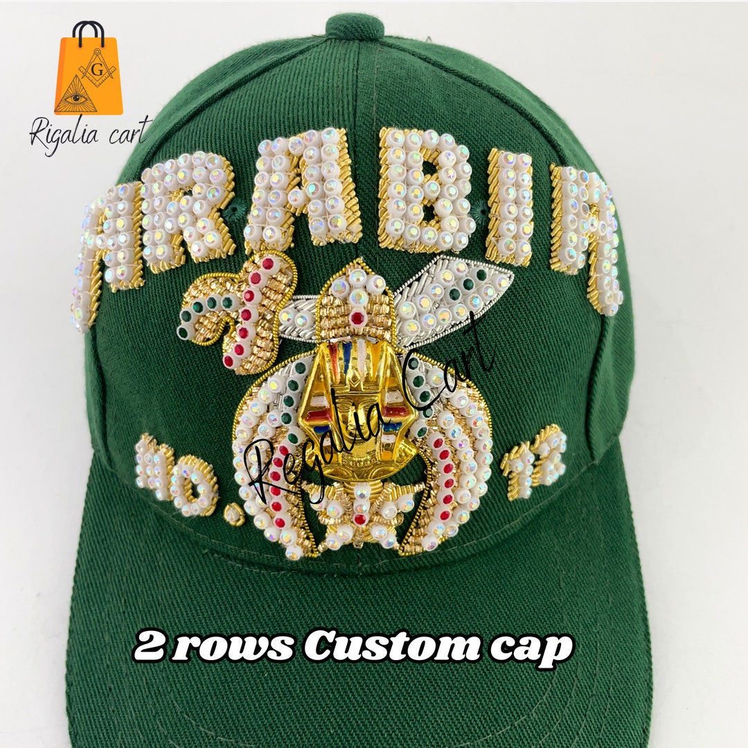 Shriner Cap, Masonic Shriner Cap 2 Rows Hand Embroidery Rhinestone Work ...