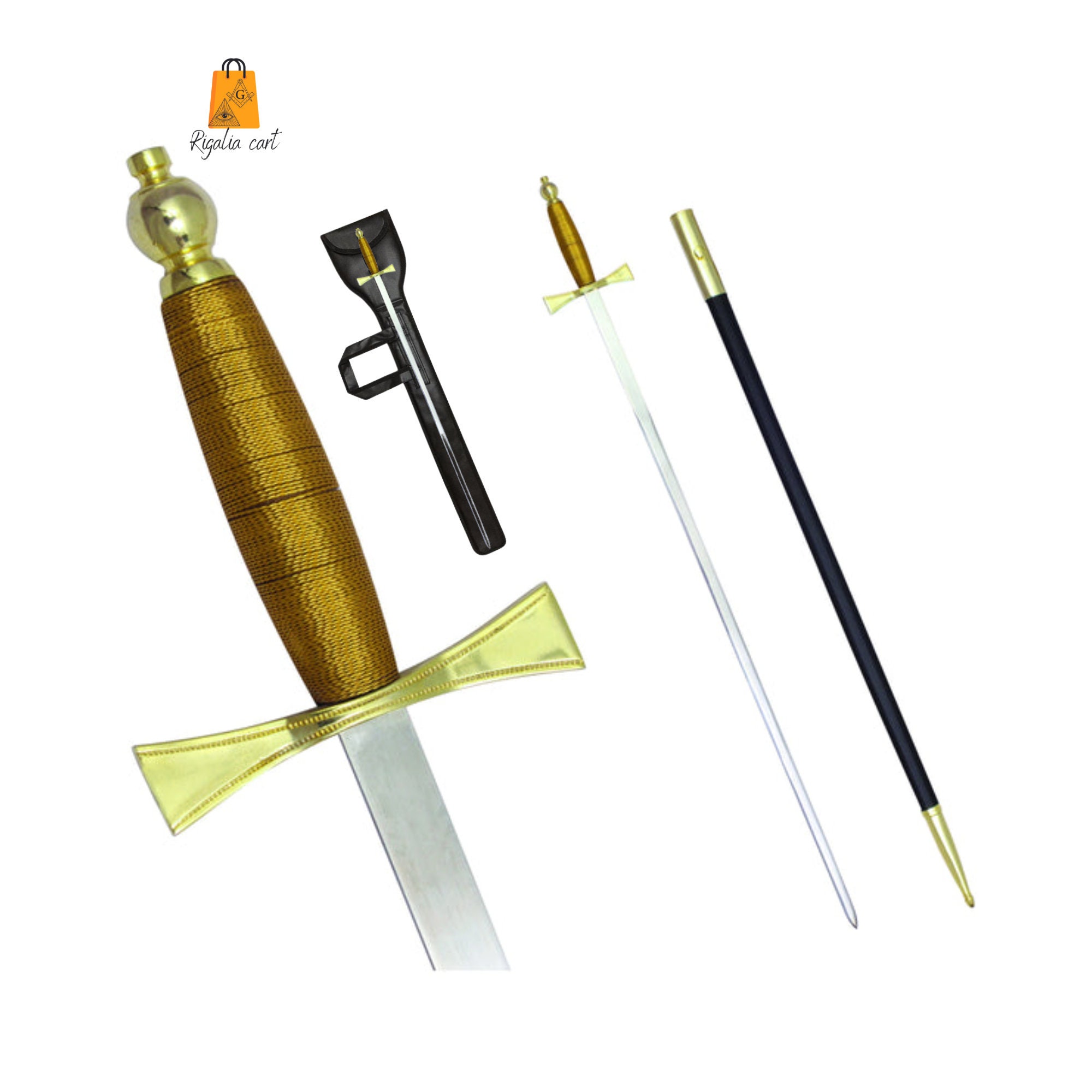 Masonic Knights Templar Sword With Brown Hilt and Black Scabbard Best ...