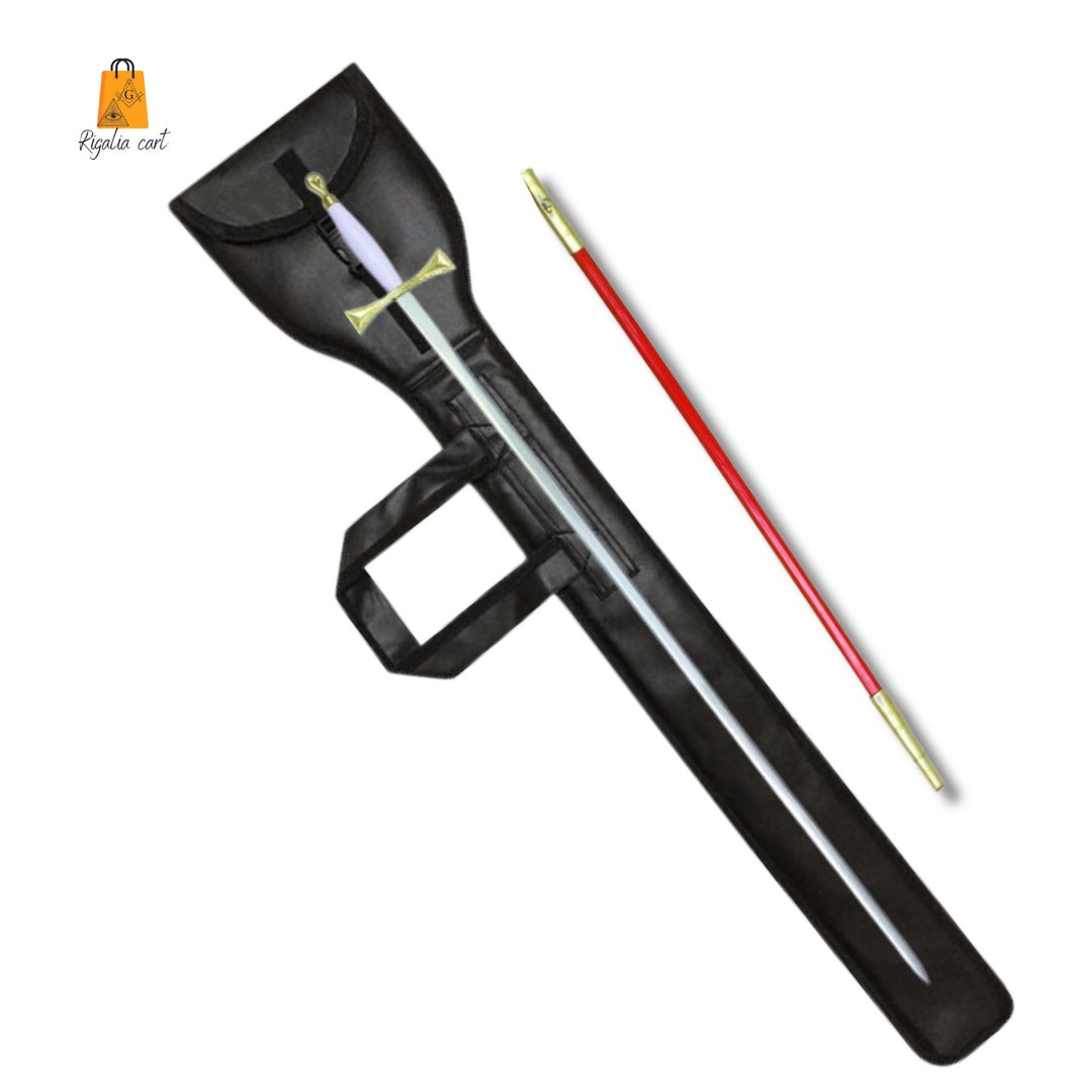 Masonic Knights Templar Sword With Gold Hilt and Red Scabbard High ...