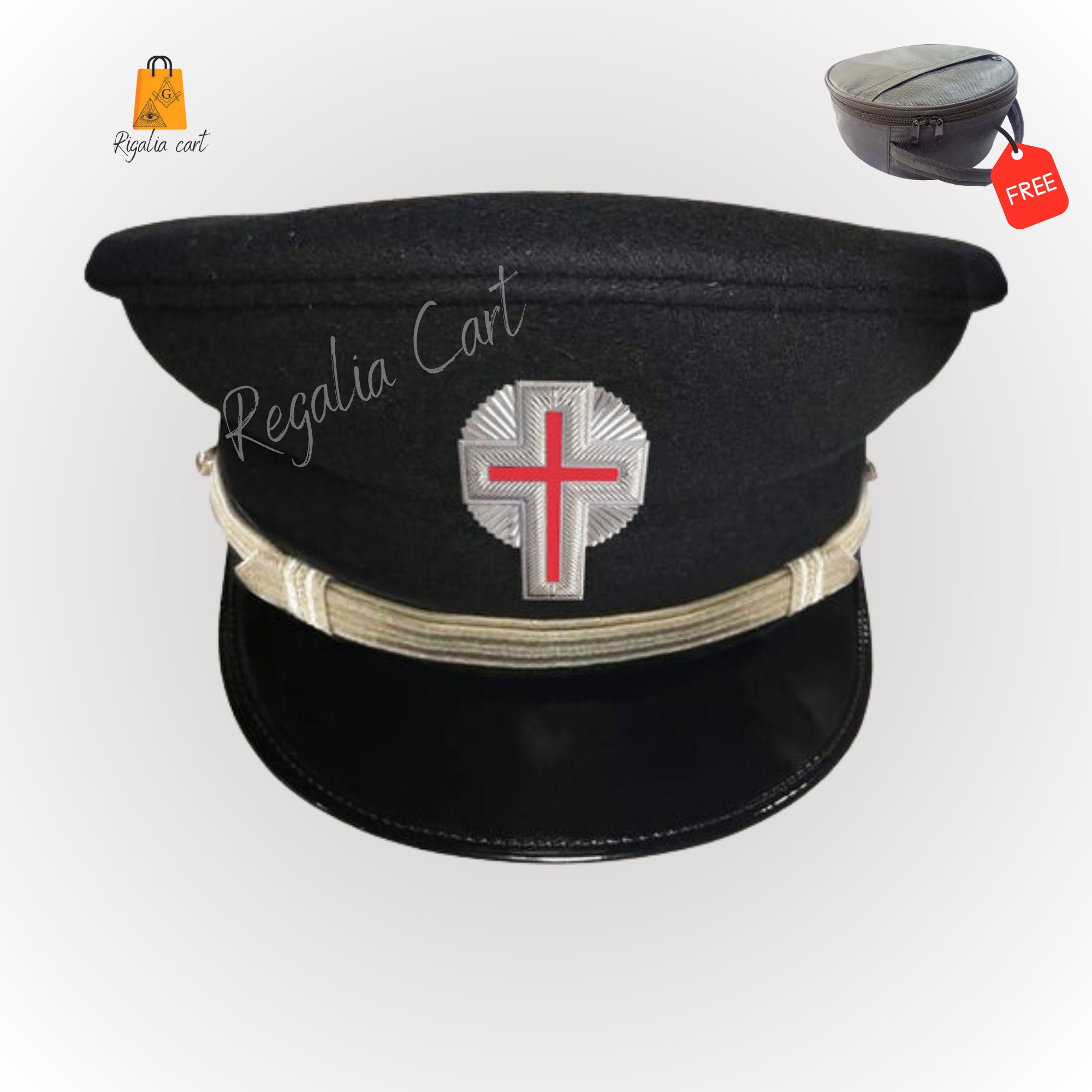 Sir Knight Templar Commandery Fatigue Cap Silver Handmade Embroidery ...