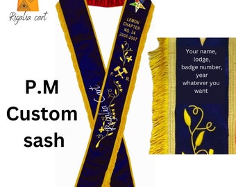 Masonic W.M Sash, Masonic Worthy Matron Sash Hand Embroidered With ...