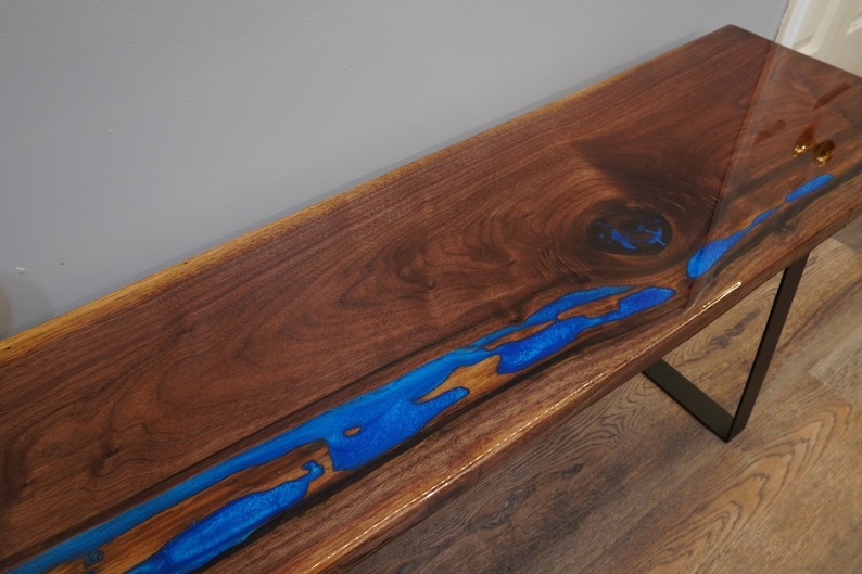 Black Walnut Epoxy Bench Handcrafted - Etsy