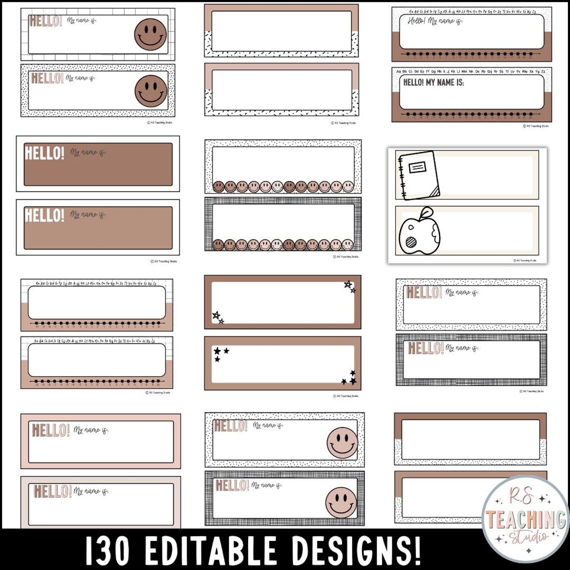 Neutral Student Desk Name Plates: Editable Classroom Decor (digital ...