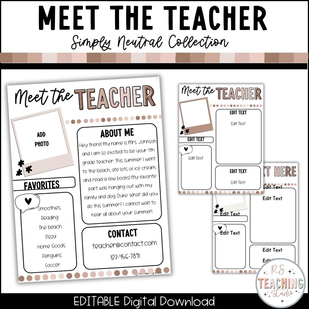 Editable Meet the Teacher Template | Neutral Classroom Decor | Meet the ...
