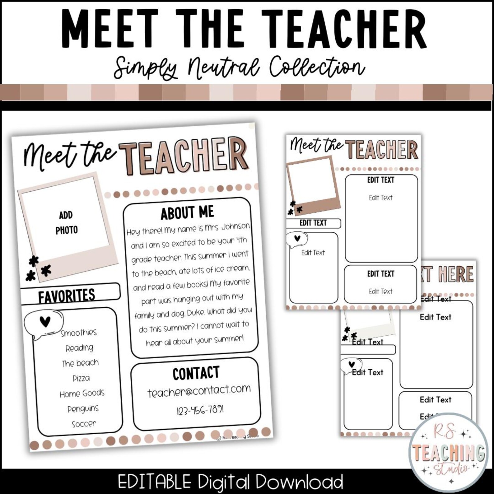 Editable Meet the Teacher Template Neutral Classroom Decor Meet the ...