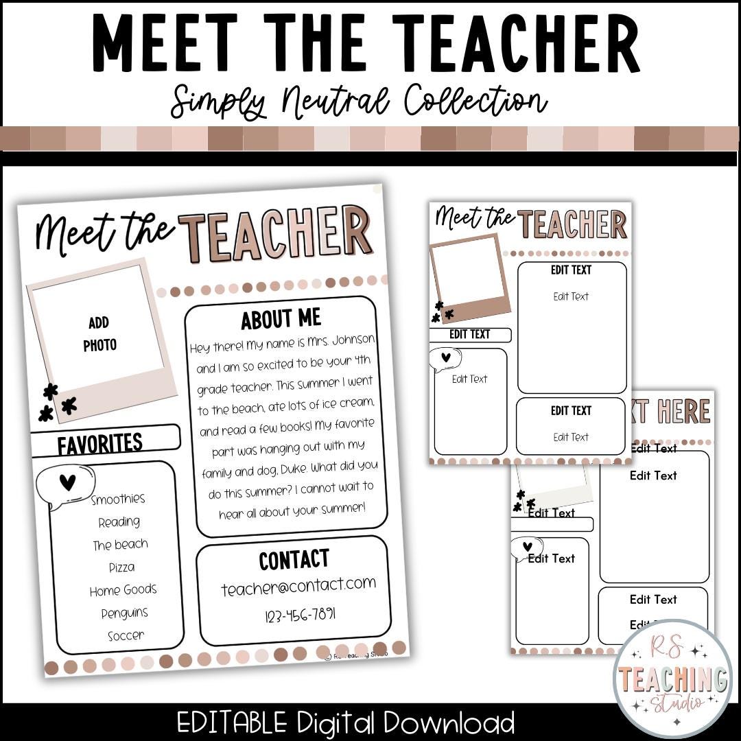 Editable Meet the Teacher Template Neutral Classroom Decor Meet the ...