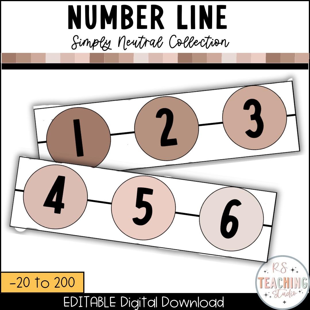 Neutral Classroom Number Line: -20 to 200 (digital Download) - Etsy