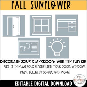 Fall Sunflowers Bulletin Board Kit: Autumn Classroom Decor (digital ...