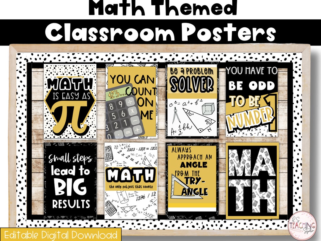 Math Themed Classroom Poster, Easy and Modern Classroom Decorations ...