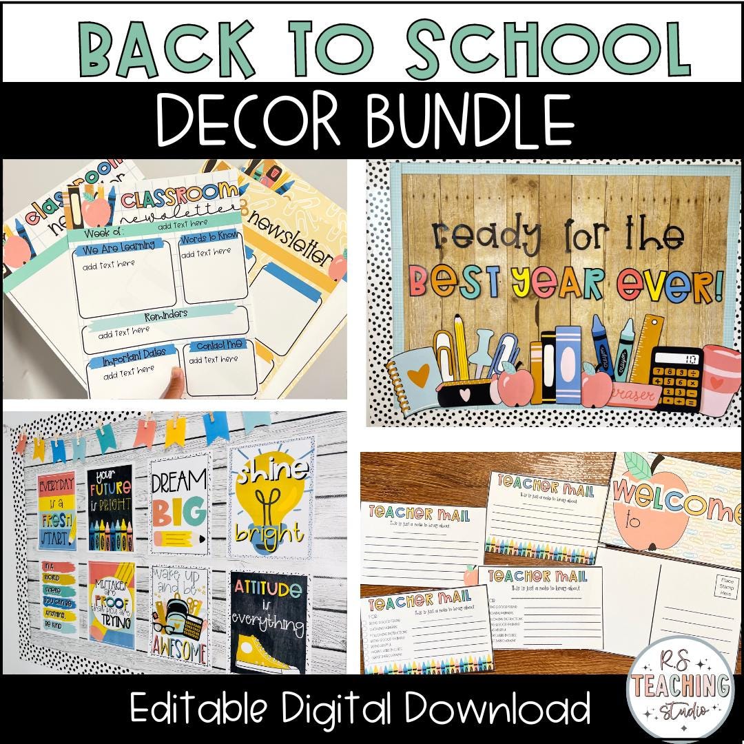 Back to School Classroom Decor Bundle, Bulletin Board Kit, Trendy ...