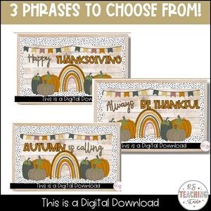 Thankful Fall Bulletin Board Kit: Autumn Classroom Decor (digital ...
