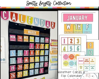 Nature Classroom Calendar Pack Pocket Chart Calendar Cards Flip ...