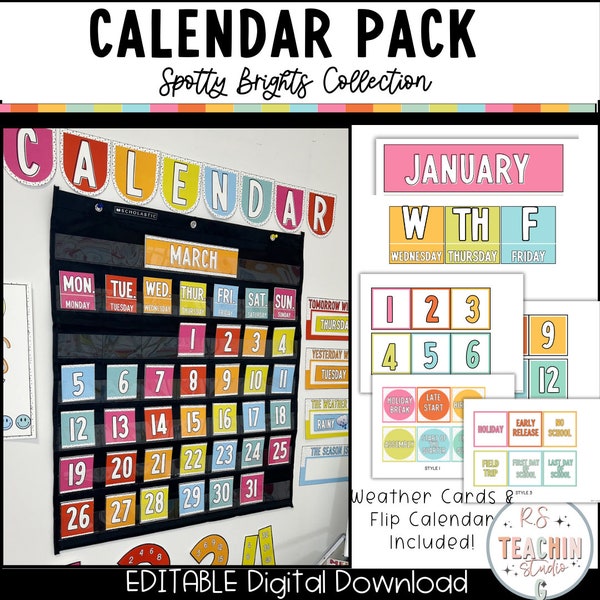 Classroom Calendar Printable - Etsy