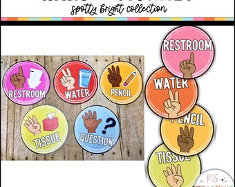 Bright Hand Signal Posters Bright Classroom Decor Classroom Hand Signal ...