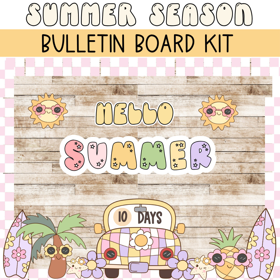 Countdown to Summer Bulletin Board Kit, Groovy Retro Summer, End of ...