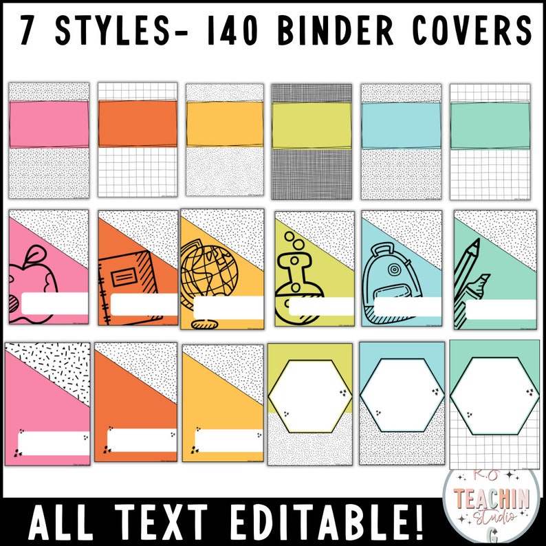 Teacher Binder Covers and Spines | Bright Binder Covers | Classroom ...