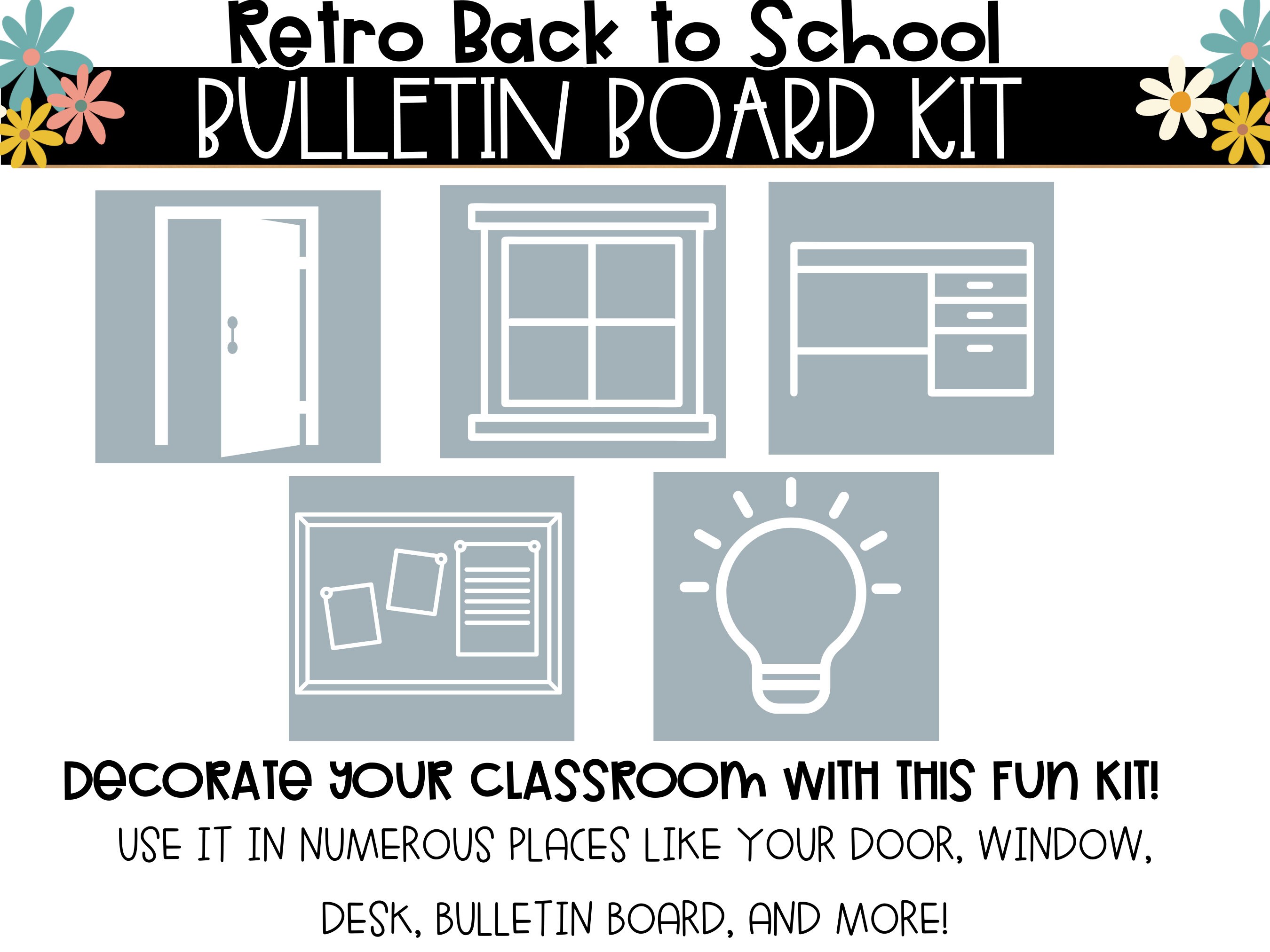 Retro Back to School and End of Year Bulletin Board Kit, Retro Vibes ...