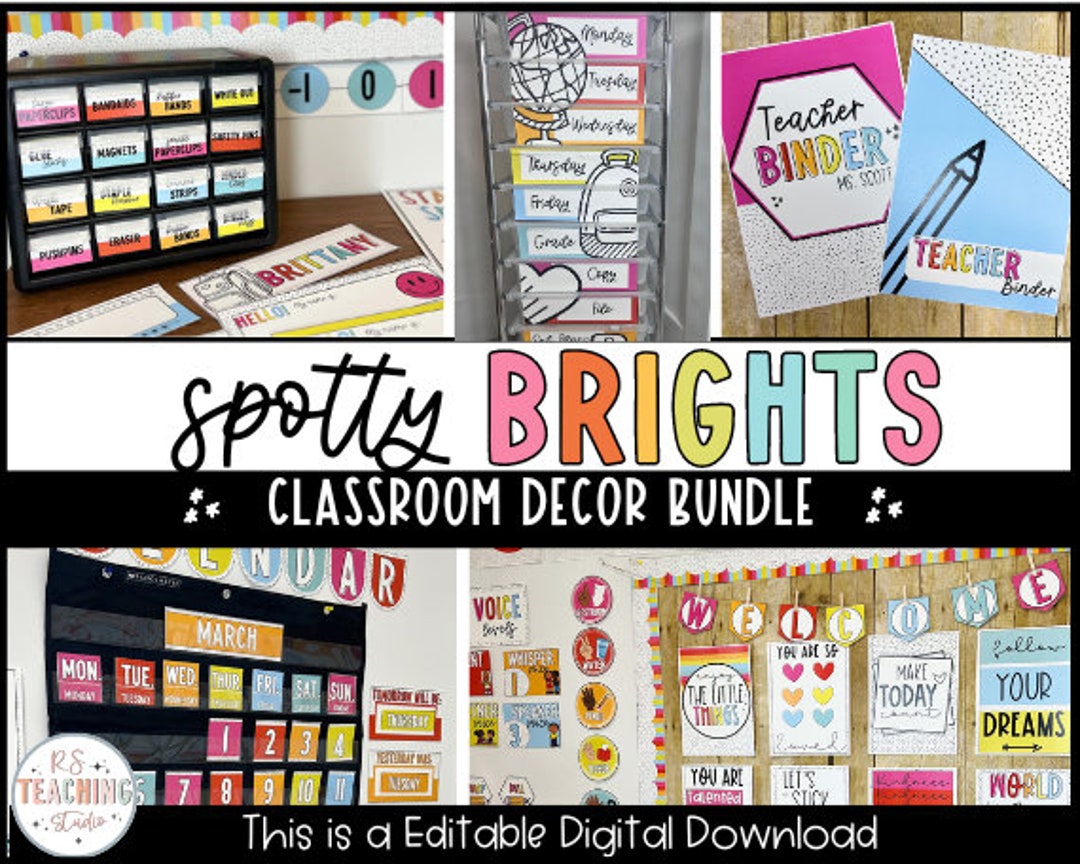 Spotty Brights Decor, Bright Classroom Decor, Classroom Decor Bundle ...
