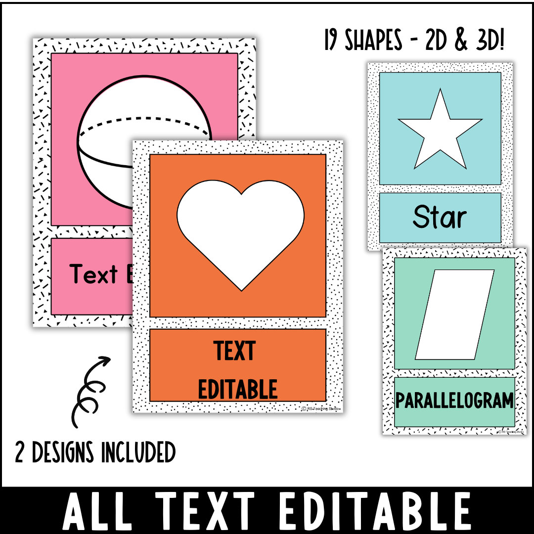 2D and 3D Shapes Posters for the Classroom | Spotty Bright Classroom ...