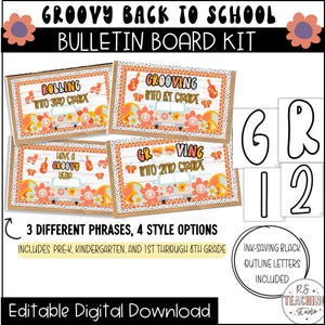 Retro, Back to School Groovy Bulletin Board Kit, Retro Vibes Theme ...