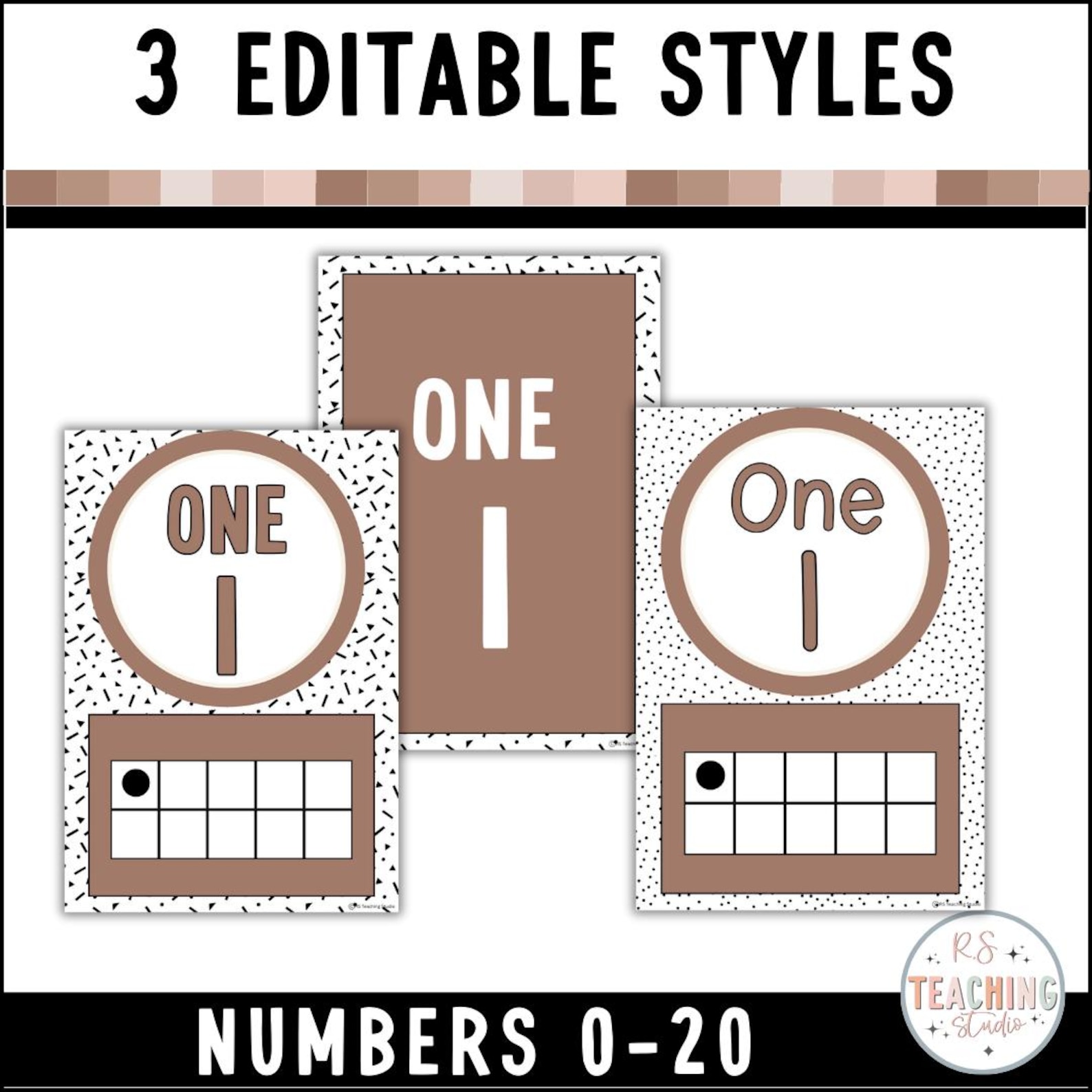Neutral Number Posters 0-20: Ten Frames Classroom Decor (digital ...