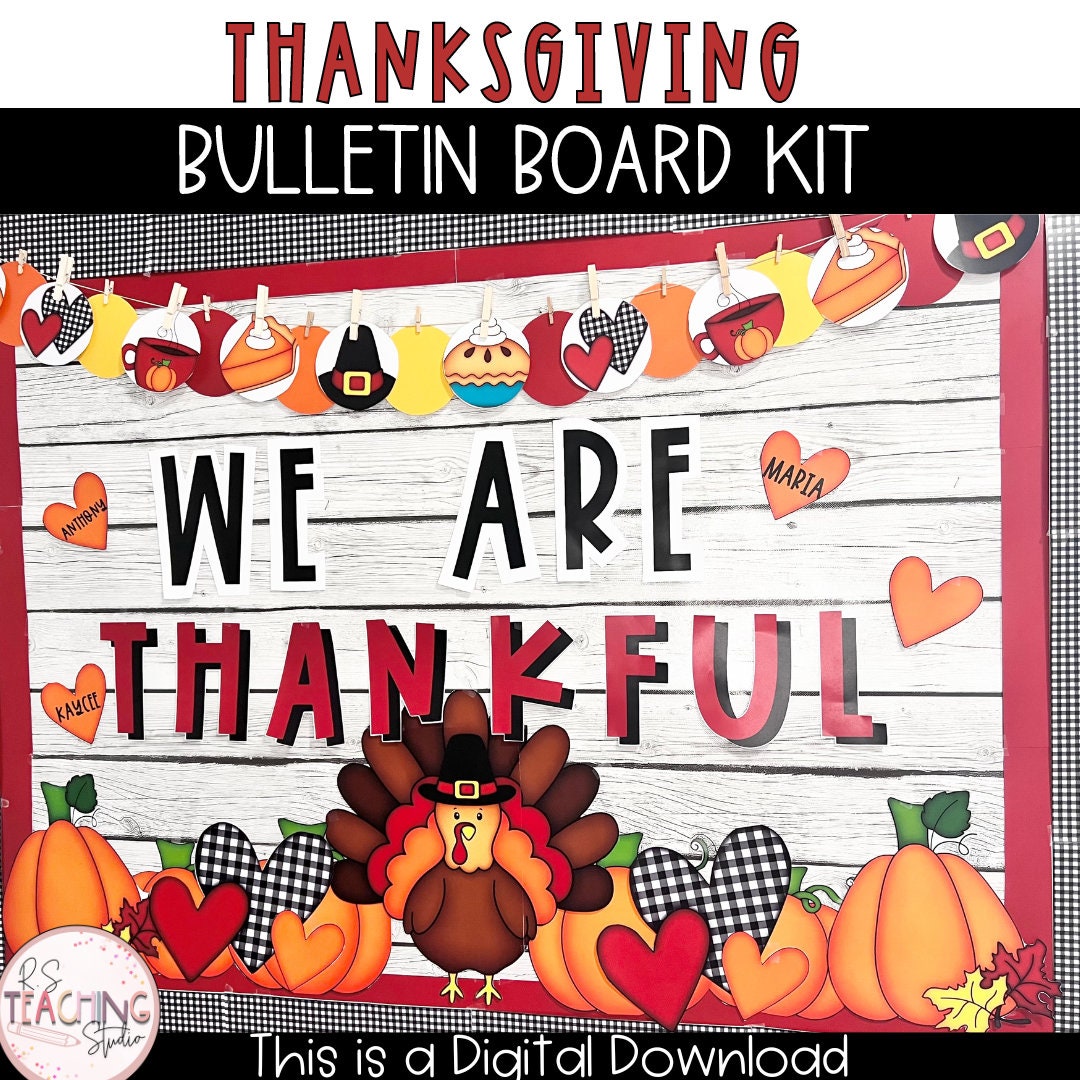 Thanksgiving Plaid Bulletin Board Kit, Easy Holiday Classroom ...