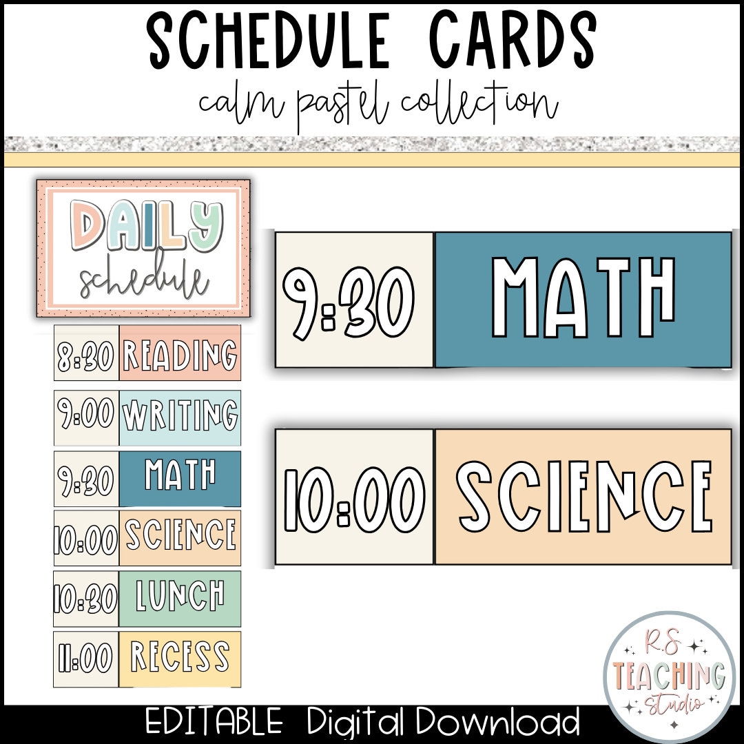 Pastel Classroom Schedule | Editable Classroom Schedule | Colorful ...