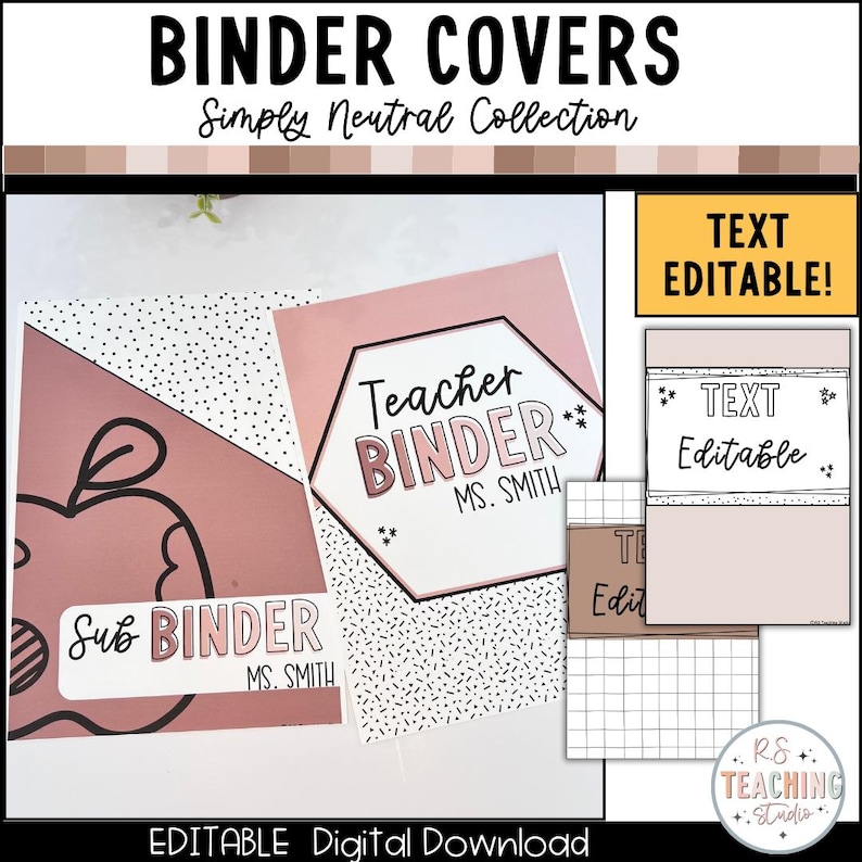 Teacher Binder Covers and Spines | Neutral Binder Covers | Classroom ...