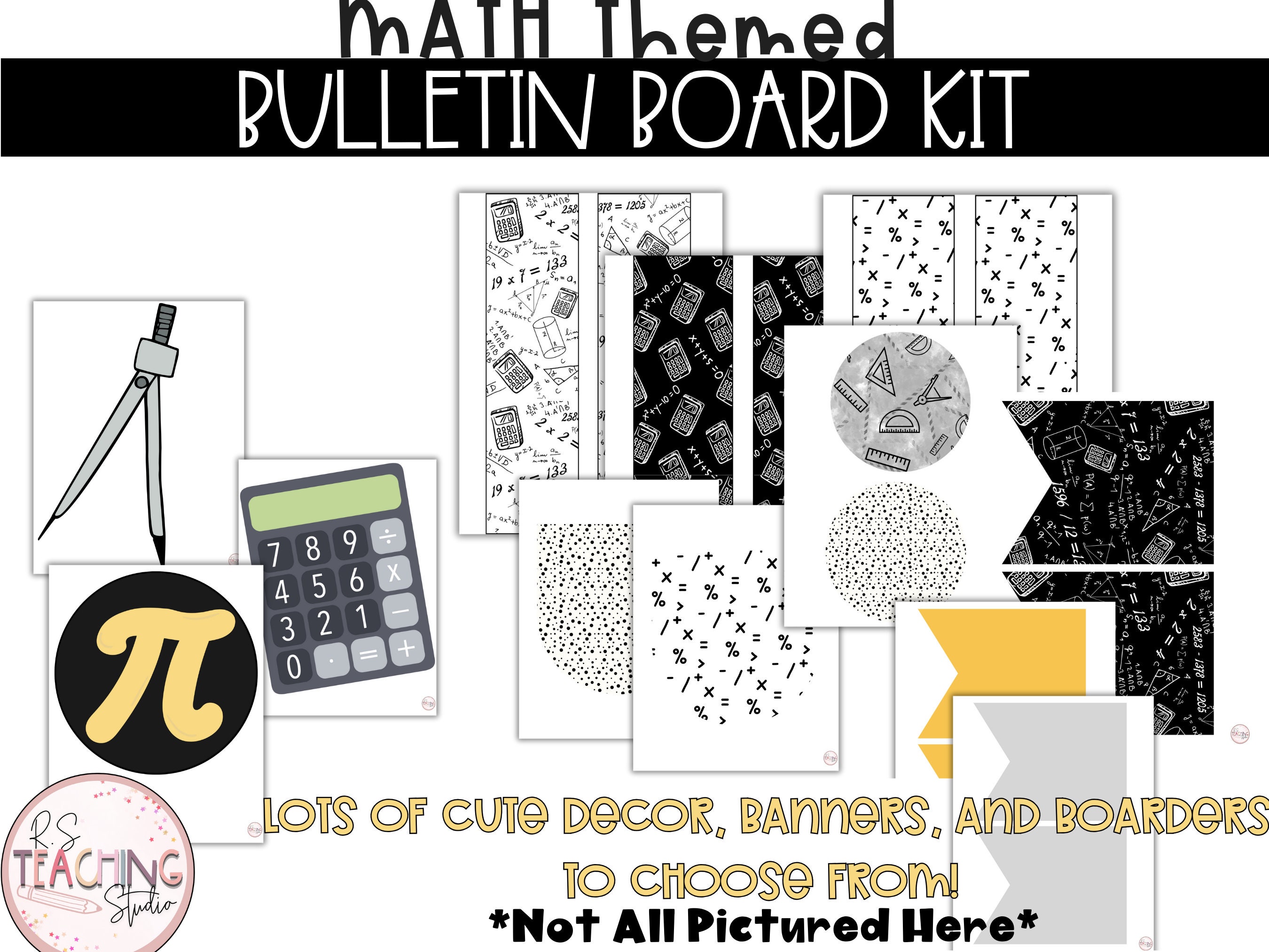 Math Bulletin Board or Math Classroom Door Decor Kit, Easy and Modern ...