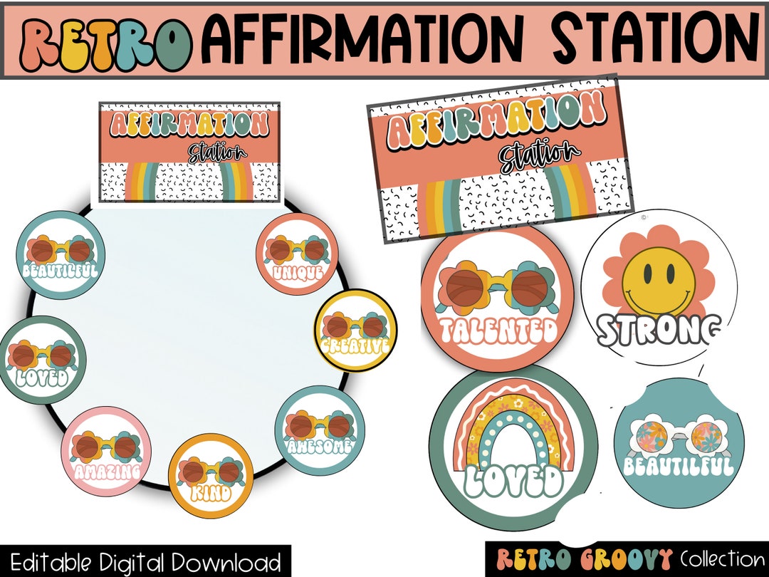 Retro Affirmation Station, Retro, Positive Affirmations for Classroom ...