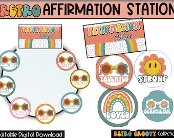 Affirmation Station Boho Rainbow Positive Affirmations Mirror Retro ...