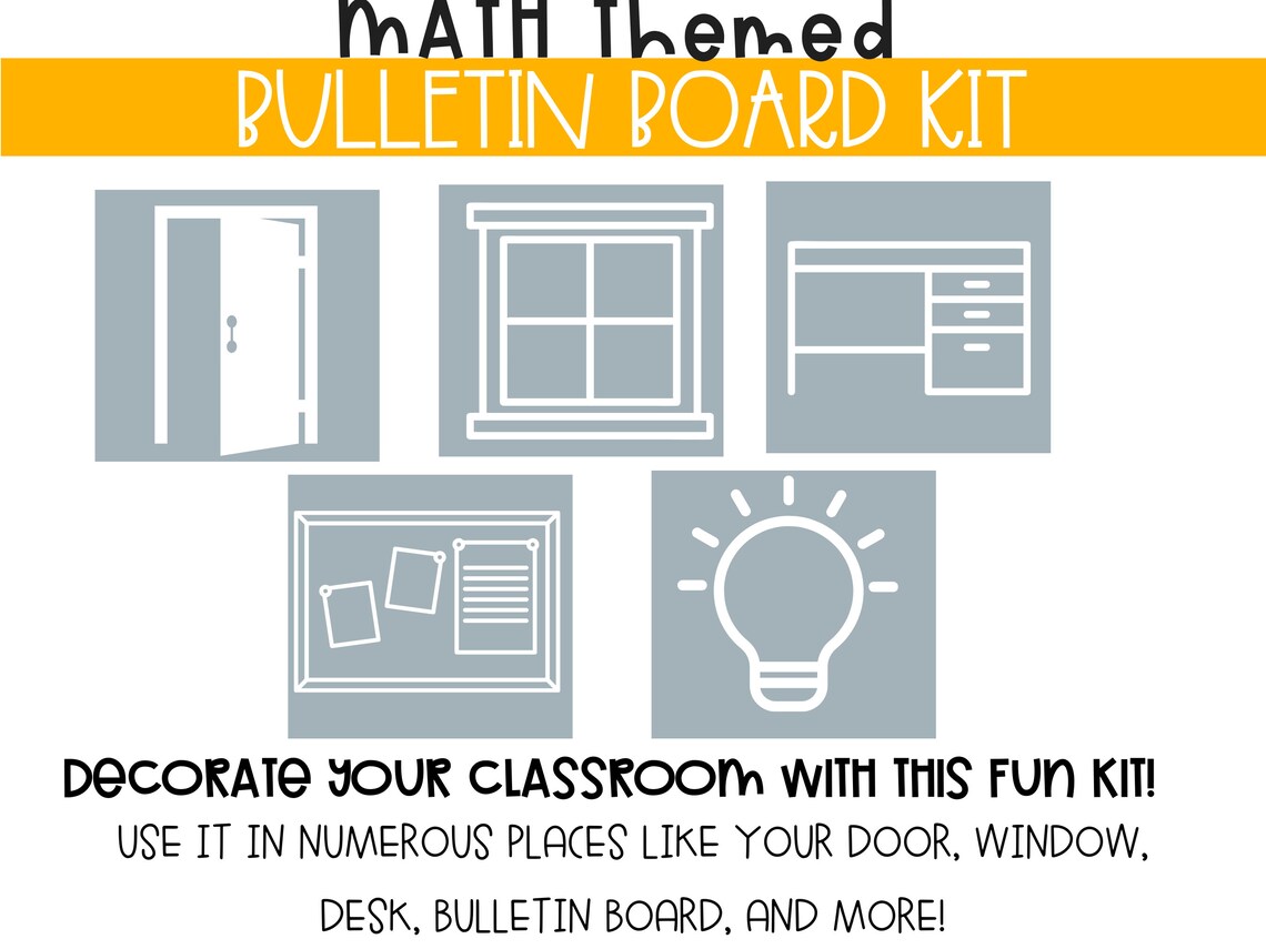 Math Bulletin Board or Math Classroom Door Decor Kit, Easy and Modern ...