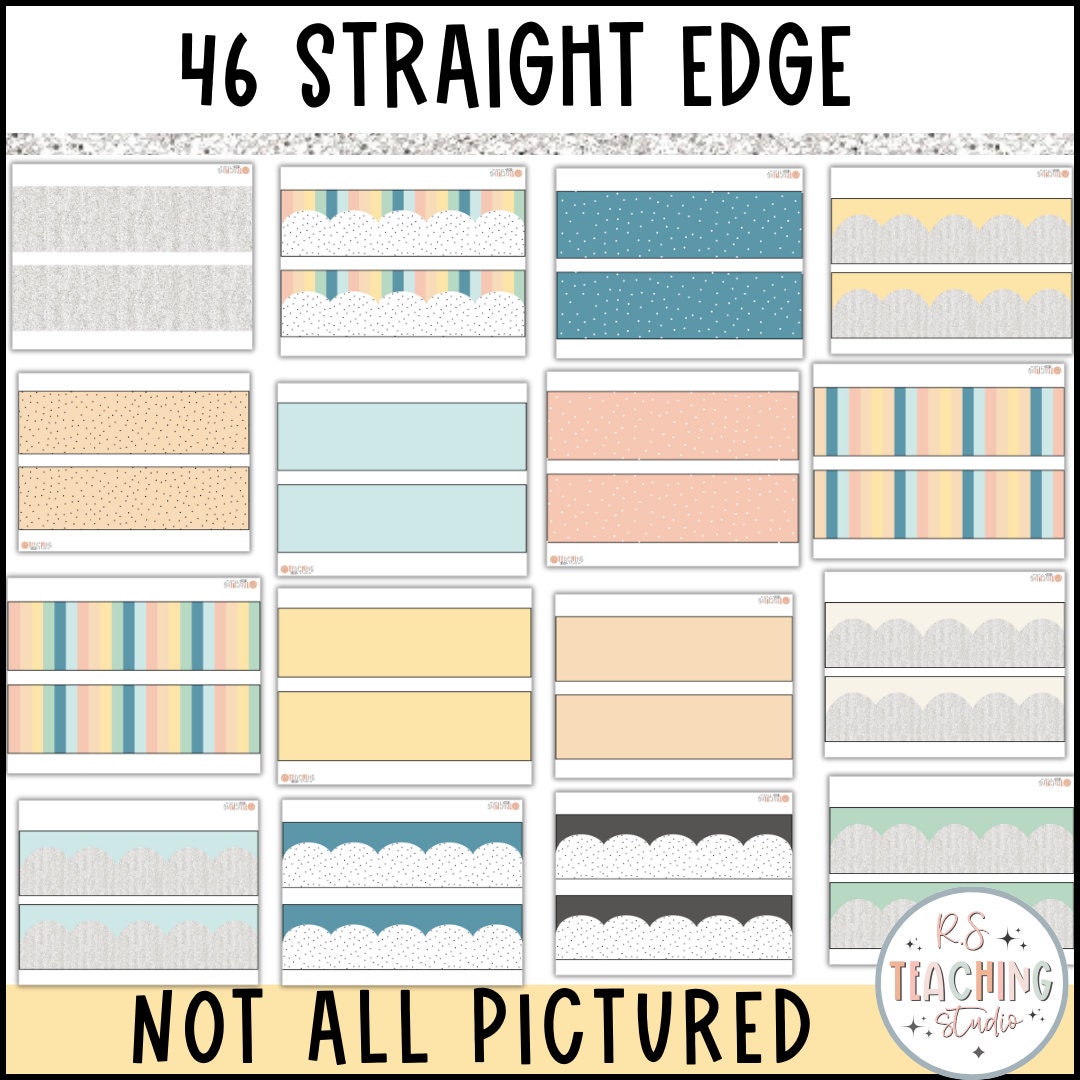 Pastel School Style Bulletin Board Border Set Trendy Modern Classroom ...