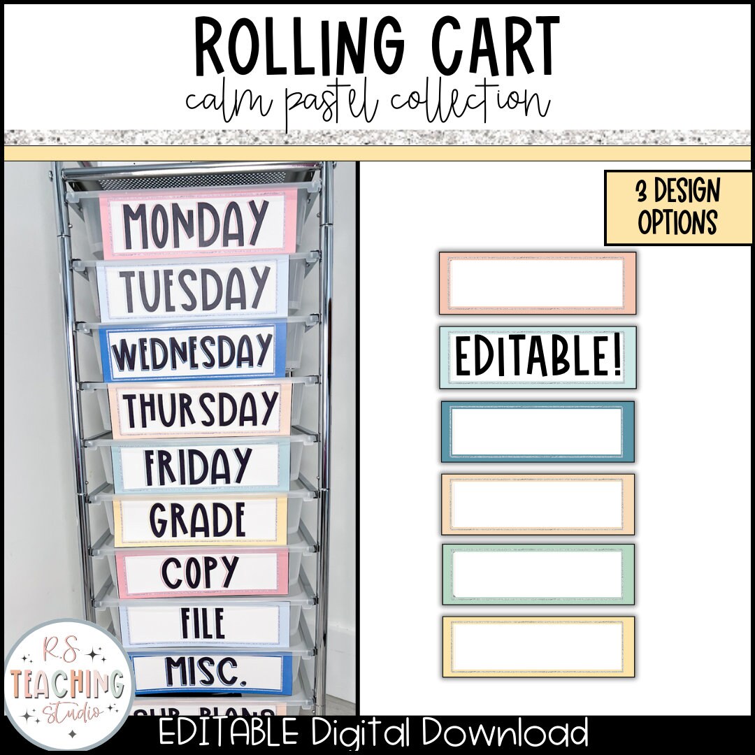 10 Drawer Cart Labels for the Classroom | Pastel Classroom Decor ...