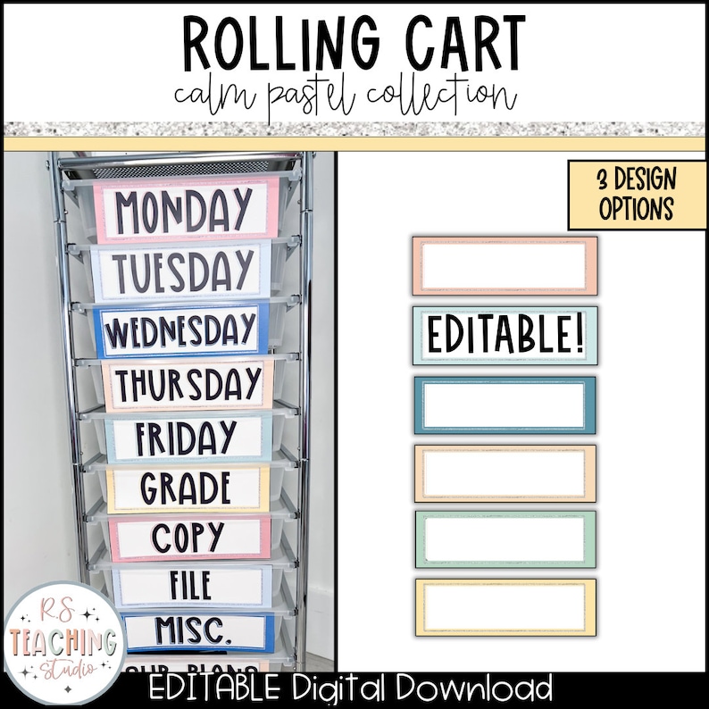 10 Drawer Cart Labels for the Classroom Pastel Classroom Decor Teacher ...