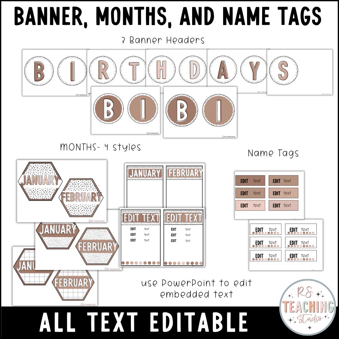 Neutral Classroom Birthday Display | Classroom Birthday Board ...