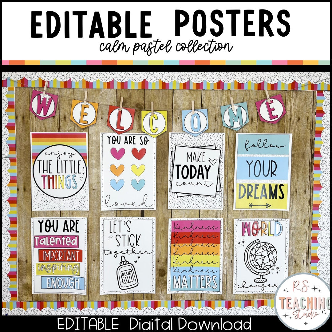 Editable Classroom Posters | Bright Classroom Decor | Elementary ...