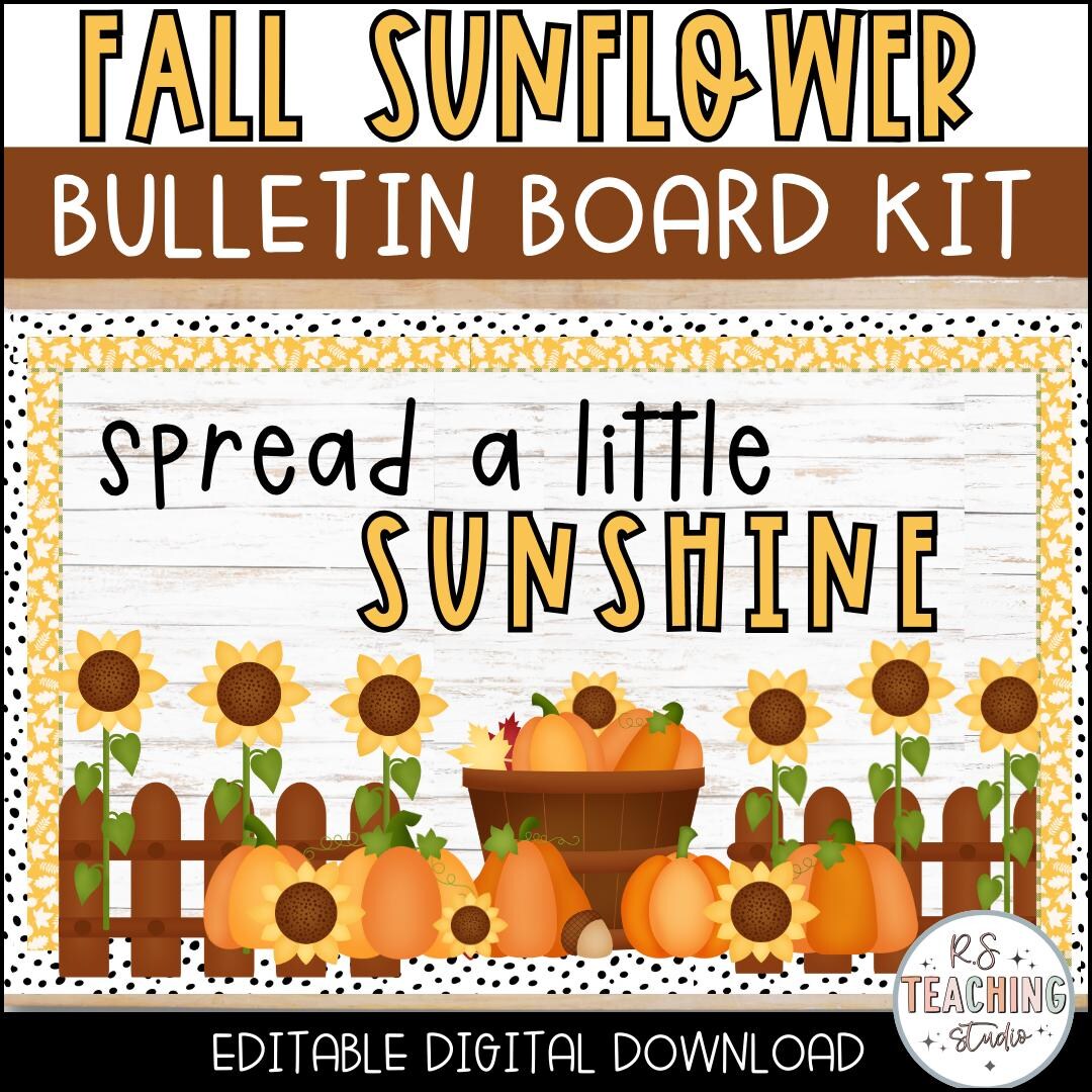 Fall Sunflowers Bulletin Board Kit, Autumn Classroom Decor, Easy ...