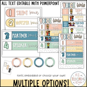 Pastel Classroom Voice Levels Chart: Editable Display (digital Download ...