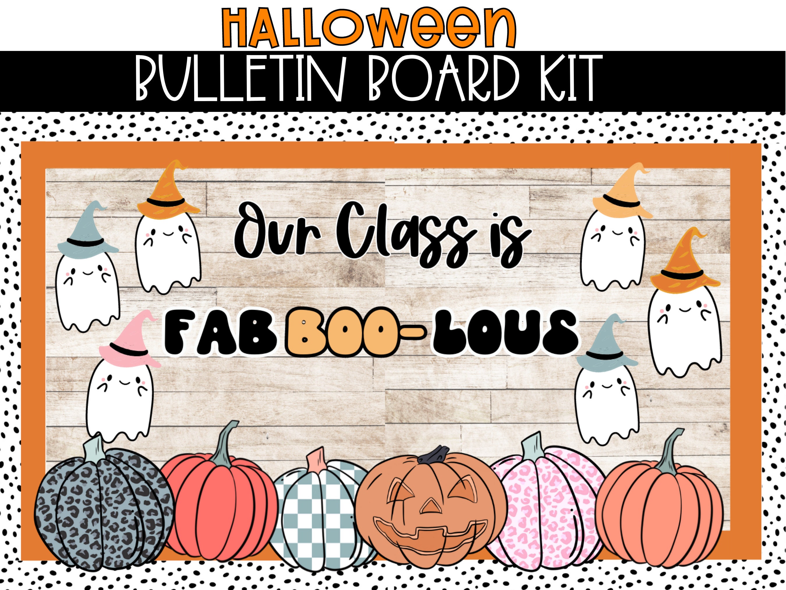 Retro Halloween Classroom Decor Seasonal Bulletin Board Kit - Etsy