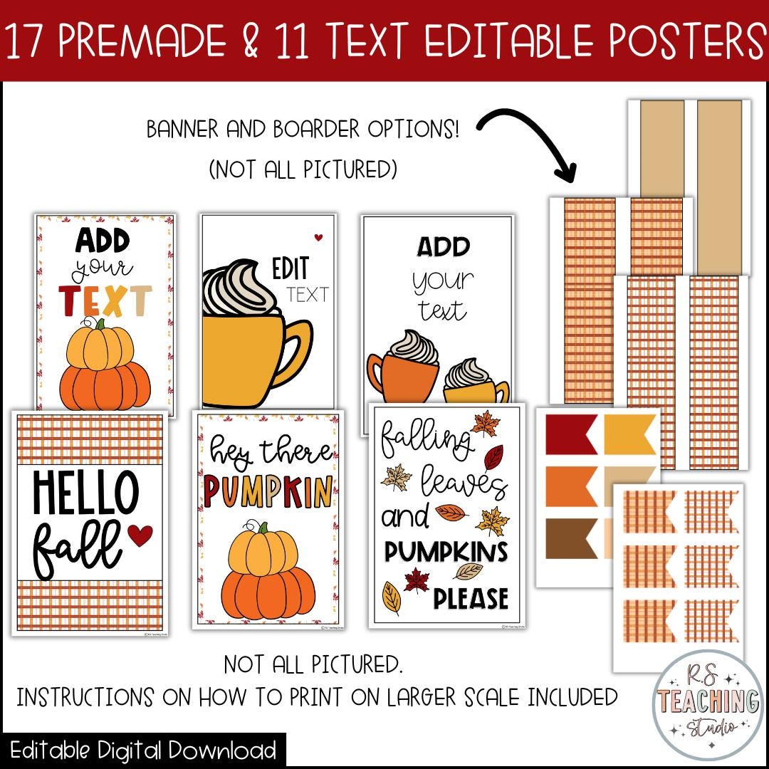 Fall Bulletin Board Posters Fall Classroom Decor September Classroom ...