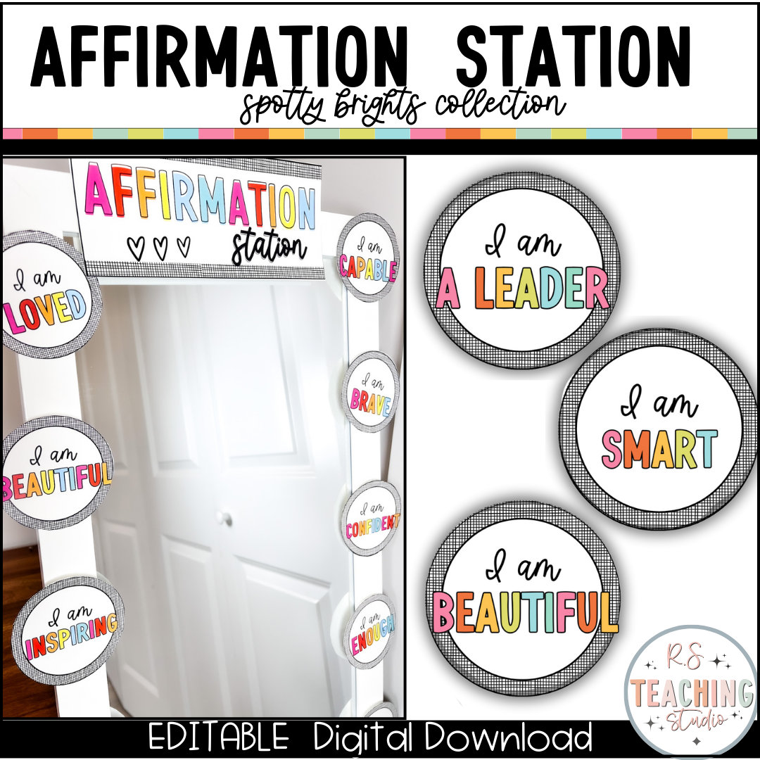Spotty Brights Classroom Affirmation Station Decor (digital Download ...