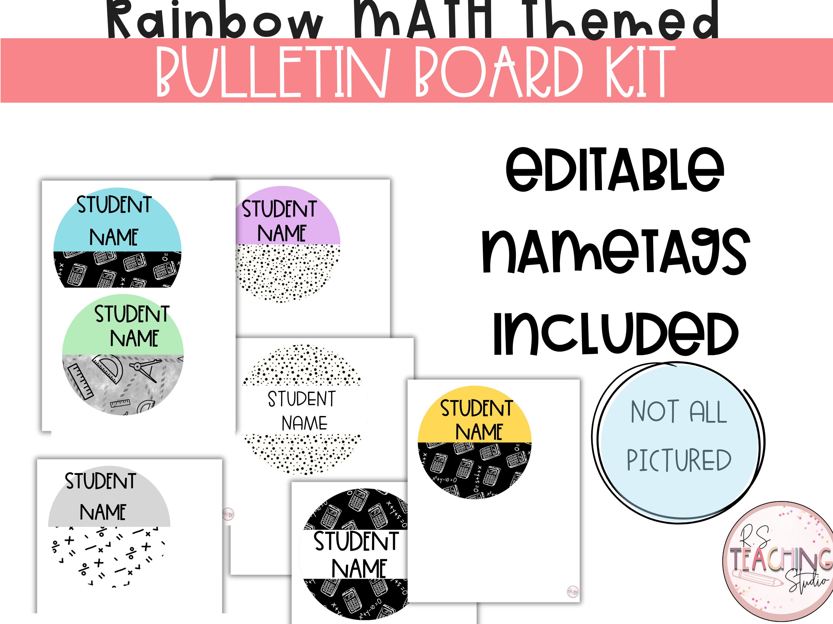 Math Bulletin Board Kit: Rainbow Classroom Door Decor (digital Download ...