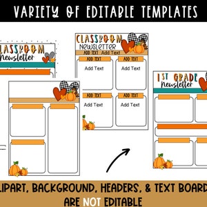Thanksgiving Newsletter Templates, November Classroom Newsletter ...