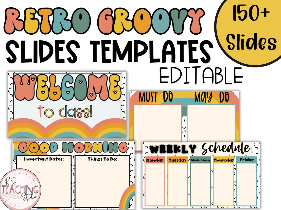 Retro Groovy Powerpoint and Google Slides™ Templates for Teachers, Back ...