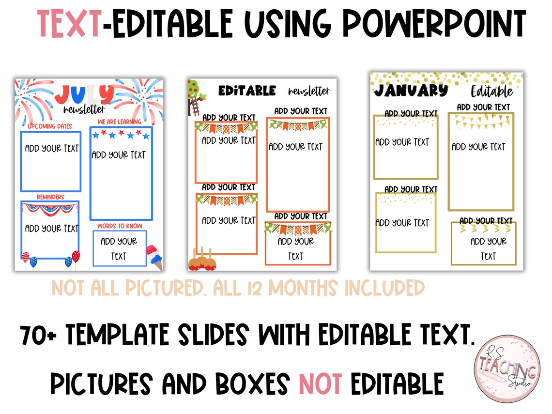 School Newsletter Template Bundle, 12 Months of Newsletter Templates ...