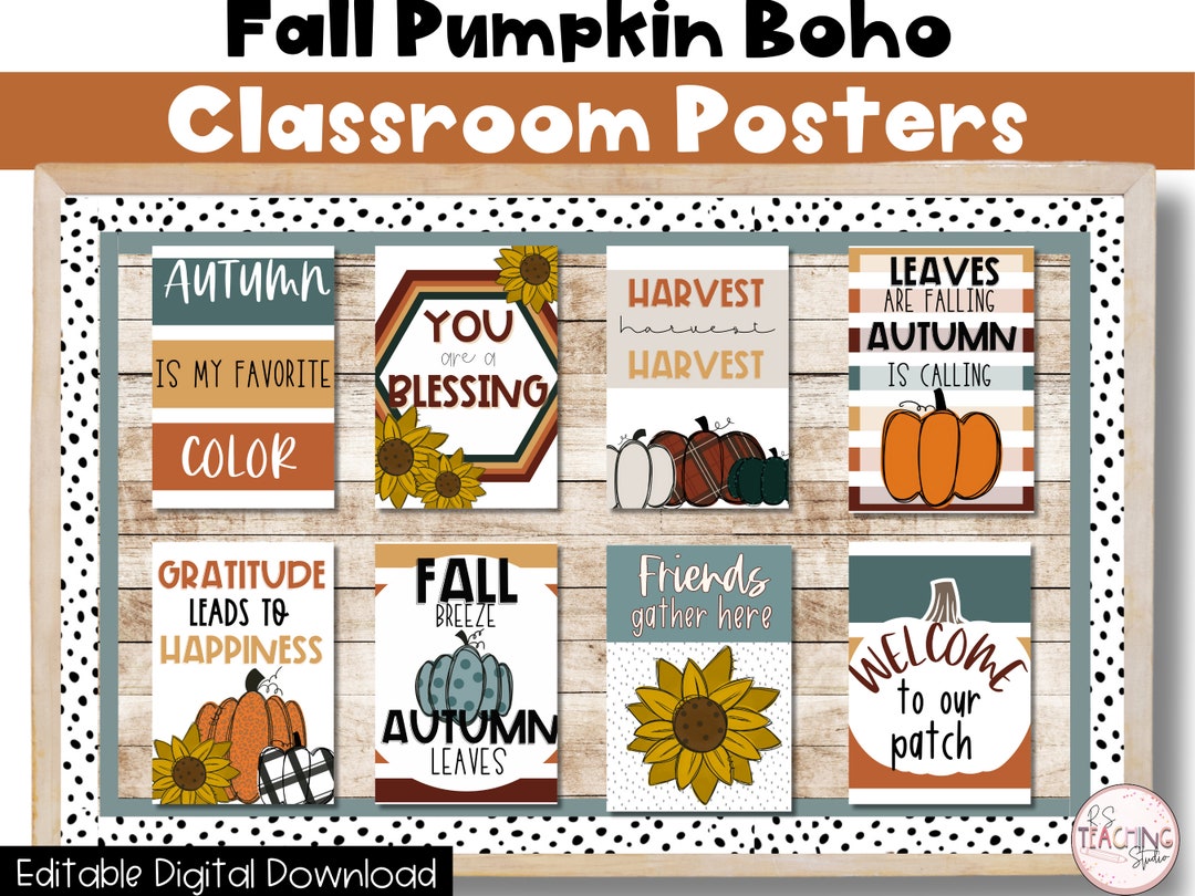 Fall Boho Classroom Posters Easy and Modern Fall Decorations - Etsy