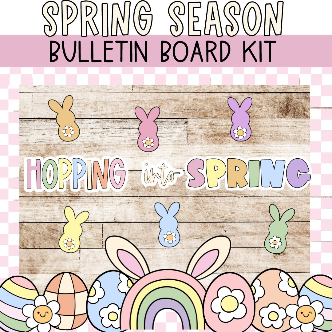 Spring Bulletin Board Kit: Hopping Bunnies Classroom Decor (digital ...