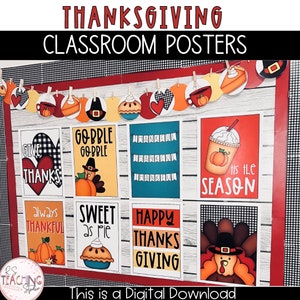 Thanksgiving Classroom Posters, November Theme Decor, Easy Holiday ...