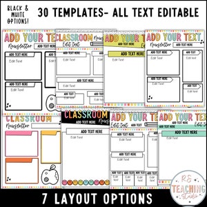 Spotty Bright Classroom Newsletter Template: Editable Monthly Layout ...